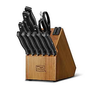 Chicago Cutlery Ellsworth (13-PC) Kitchen Knife Block Set With Wooden Block & Built-In Sharpener, Ergonomic Handles and Stainless Steel Professional Chef Knife Set & Scissors With Bottle Opener