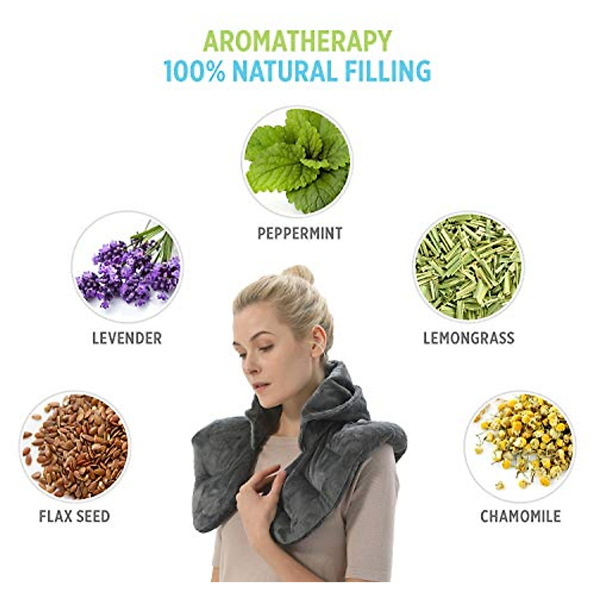 Heating Pad Microwavable, Hooded Neck Heating Pad Microwavable for Shoulders, Legs, Stomach Cramps, Pain Relief Microwavable Heating Pad, Portable Heated Neck Wrap, Soft, Reusable, Cordless Hot Pad