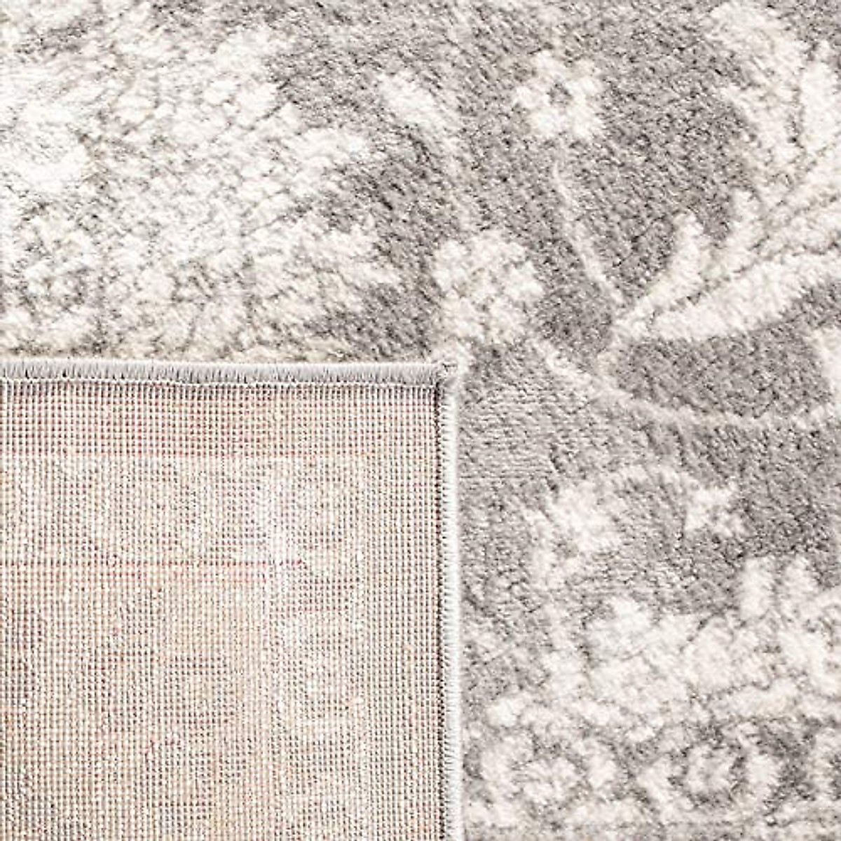 SAFAVIEH Brentwood Collection Area Rug - 3' Square, Cream & Grey, Traditional Oriental Design, Non-Shedding & Easy Care, Ideal for High Traffic Areas in Living Room, Bedroom (BNT844B)