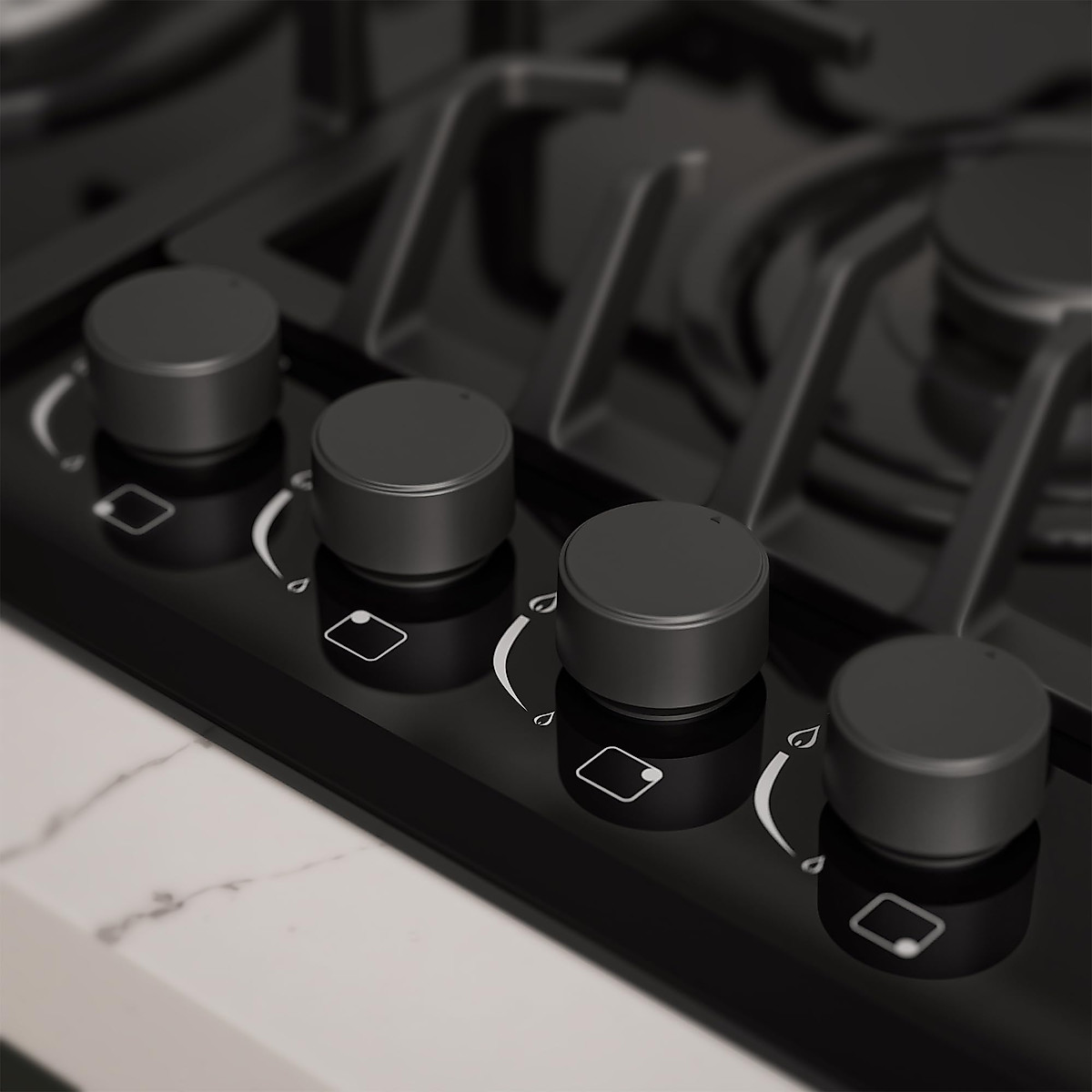 Empava 24 in. Gas Stove Cooktop with 4 Sealed Burners-Heavy Duty Continuous Grates-NG/LPG Convertible-Black Tempered Glass Surface, 24 Inch