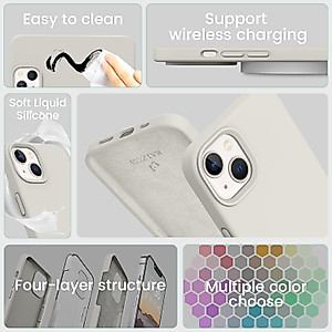 RAIZUS iPhone 13 Case, Silicone Phone Case with Slim Shockproof Soft Anti-Scratch Microfiber Lining, 6.14 inch, White Stone