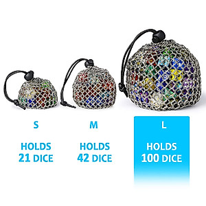 YOUSHARES Chainmail D&D Dice Bag - Large Capacity Stainless Steel Drawstring Dice Bag for Dungeons and Dragons Dice Set (Hold 100 DND Dice)