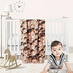 Custom Photo Face Blanket, Personalized Faces All Over Blanket, Funny Face Blanket Super Soft Plush Blanket for Couch, Bed, Sofa Warm and Cozy for All Seasons Gift for Valentine Spouse, Gag Gift