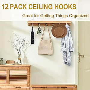 HULISEN 2.9" Large Ceiling Hooks, 12 Pcs Heavy Duty Screw-in Wall Hooks, Vinyl Coated Sturdy Screw Cup Hook for Hanging Plants, Mugs, Wind Chimes, Utensils (Easy to Install)