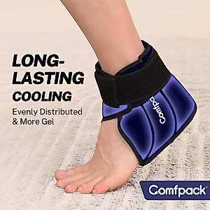 Comfpack Ankle Ice Pack Wrap for Swelling, Heel Ice Pack for Pain Relief, Hot Cold Therapy Foot Ice Pack Wrap for Plantar Fasciitis, Achilles Tendonitis, Ankle Sprain, Swelling, Heel Spur, Navy