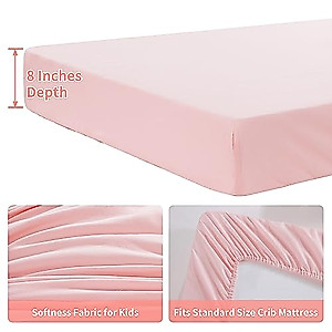 HOMBYS 4 Pieces Pink Princess Toddler Bedding Set for Girls, Boho Pom Pom Kids Comforter Set with Ruffles for All Season