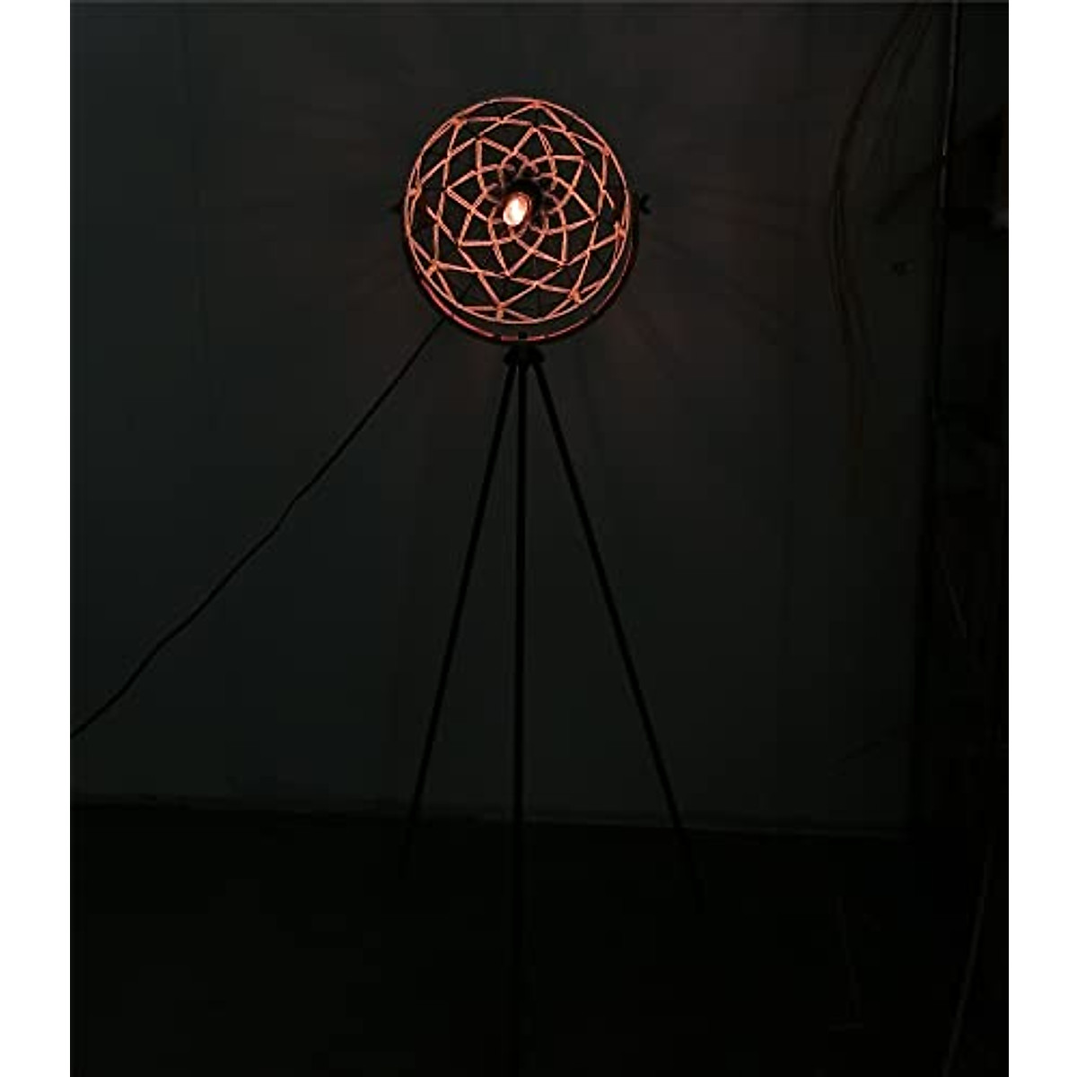 Floor lamps boho chic decor for living room,farmhouse adjustable Metal tripod Standing Tall lamp/Table Lamp,handmade rattan Lampshade Floor Lights bright lighting for Bedroom games Room Office