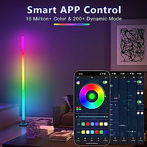 LED Floor Lamp - RGB Corner Floor Lamp with Music Sync, Color Changing Standing Lamp with Remote & App Control, Ambiance Corner Lamp w/ 16 Million Color DIY & Timer for Living Room Bedroom Gaming Room