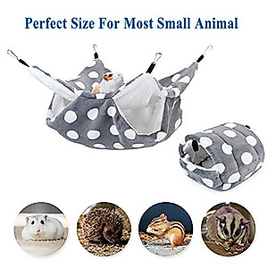 Mogoko Fleece Rat Hammock and House Bedding Set, 2 Tier Hanging Bed and Nesting Cave for Guinea Pigs Hamster Ferret Chinchilla Cage Small Animals