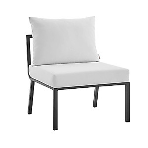 Modway Riverside Outdoor Furniture, Armless Chair, Gray White
