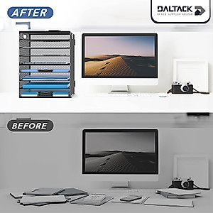 DALTACK 9-Tier Paper Letter Tray Desk Organizer with Handles, Mesh File Holder Organization, Paper Sorter Desk Organizer for Office Home School, Black