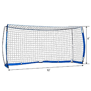 ZELUS Portable Soccer Goal Set: 12x6 ft Soccer Goal for Backyard Practice and 12 Soccer Cones | Soccer Equipment for Training & Fun for Outdoor Play w Knotless Net, 12 Sport Cones (Blue)