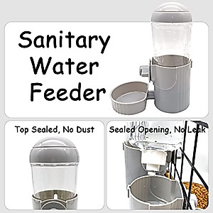 Tfwadmx Rabbit Watter Bottle 17oz Hanging Guinea Pig Automatic Water Dispenser No Drip Small Animal Cage Water Feeder Bowl for Bunny Chinchilla Hedgehog Ferret 2PCS (Grey)