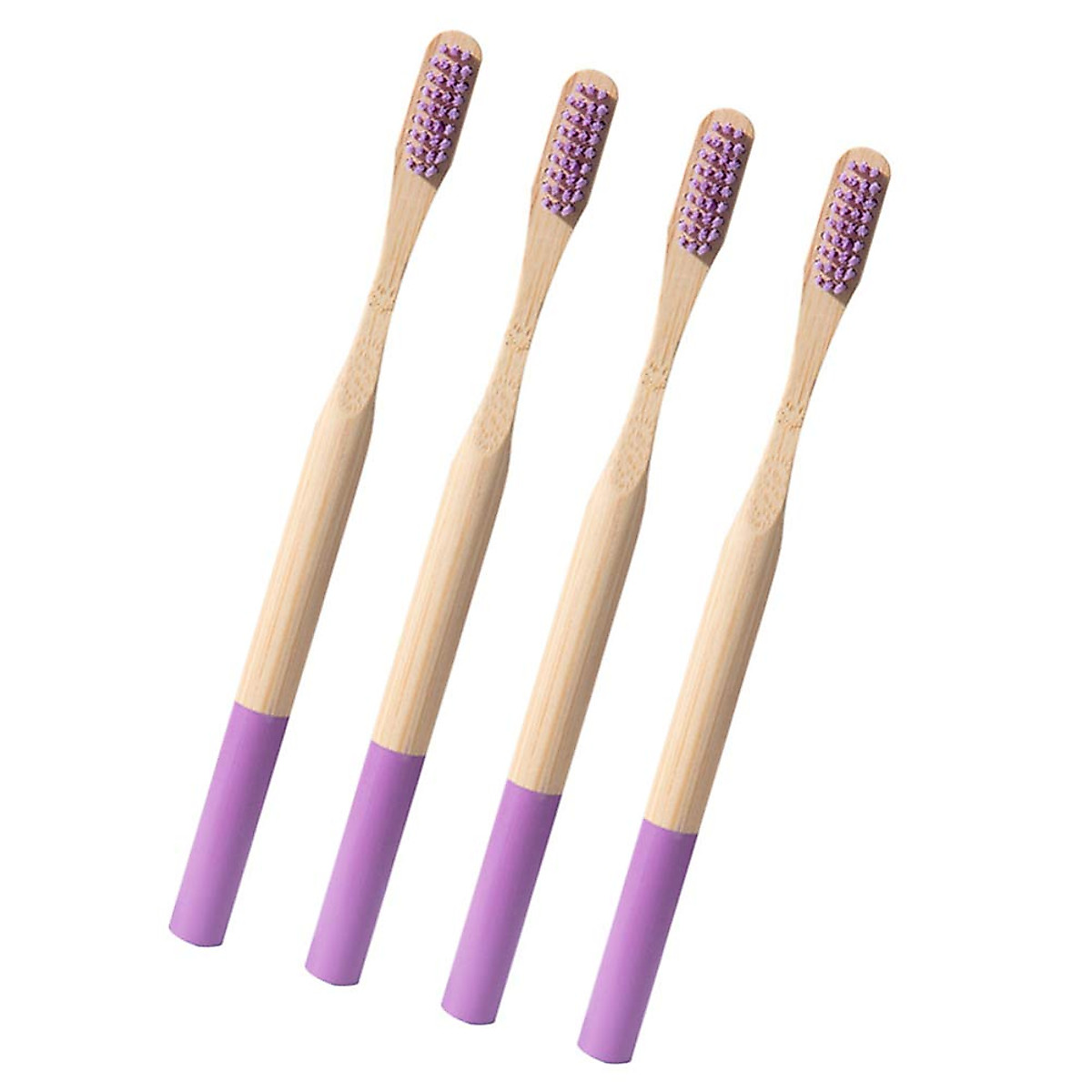 Natural Bamboo Charcoal Toothbrush Soft Bristles Manual Toothbrush for Adults 4Pcs (Purple)