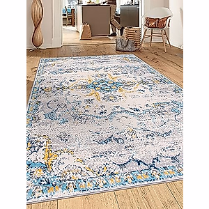 Rugshop Bohemian Distressed Design Area Rug 7'10" x 10' Blue