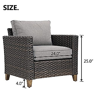 Grand patio Outdoor Furniture, Patio Wicker Sectional Sofa Modular Furniture Set Single Sofa with Thick Cushions and Steel Frame for Deck Porch Poolside Garden (Single Sofa)