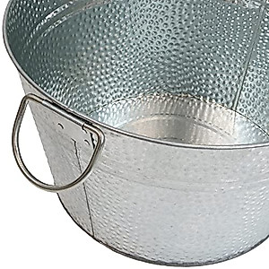 Sunnydaze Ice Bucket Drink Cooler with Stand and Tray - Pebbled Galvanized Steel - Holds Beer, Wine, Champagne and More