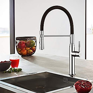 Yohom Black Kitchen Faucet with Pull Down Sprayer Stainless Steel Kitchen Sink Faucet High Arc Single Handle with Pull Out Dual Function Sprayer Modern Single Hole Faucet Brushed Finish