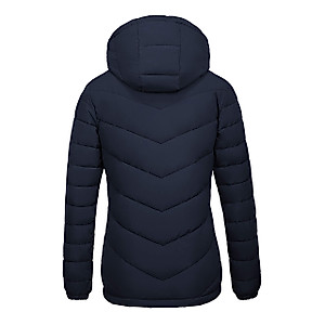 wantdo Women's Warm Thickened Parka Jacket Black XL Ladies' Water Resistant Winter Coat Navy XL