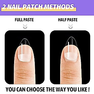 240pcs Short Almond Nail Tips,Almond Nails Pre-shaped Half Matte False Nail,Tip Kit for Soak Off Nail Extensions for Home Salons DIY Nail Art,Soft Gel Nail Tips,(12size)