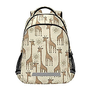 MNSRUU School Backpack with Chest Strap, Animal Cute Giraffe Laptop Backpack, Travel Hiking Backpack for Boys Girls, Rucksack, Knapsack One Size