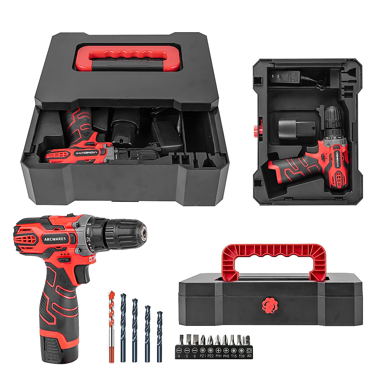 Cordless Power Drill Set, 16.8V Electric Drill Driver Kit, Cordless Power with Battery and Charger,3/8" Keyless Chuck, 2 Variable Speed, 2-Variable Speed Power Drill Kit for Father's Day