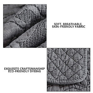 Travan 3-Piece King Quilt Set Quilted Bedspread Oversized Microfiber Lightweight Bedspread Coverlet Set with Shams Bedding Set for All Season, Grey, King