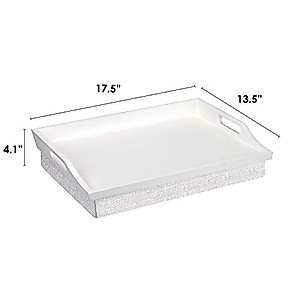 Rossie Home Wood Bed Tray Lap Desk with Detachable Cushion, Serving Tray - Soft White - Fits up to 15.6 Inch Laptops - Style No. 76101