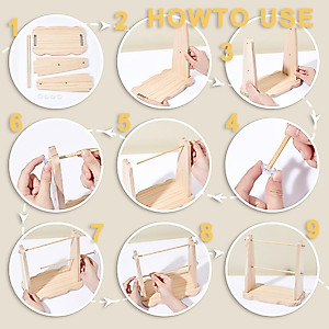 PH PandaHall Wooden Crochet Yarn Holder Double Revolving Knitting Yarn Storage Handmade Yarn Spinner Portable Yarn Ball Holder Ribbon Holder for Wreath Mesh Crochet Thread Sewing Craft Yarn Tool Spool