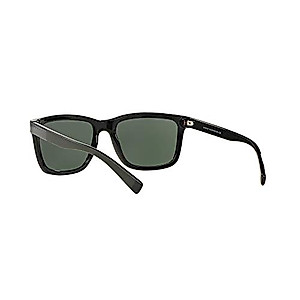 A|X ARMANI EXCHANGE Men's AX4045S Rectangular Sunglasses, Shiny Black/Green, 56 mm