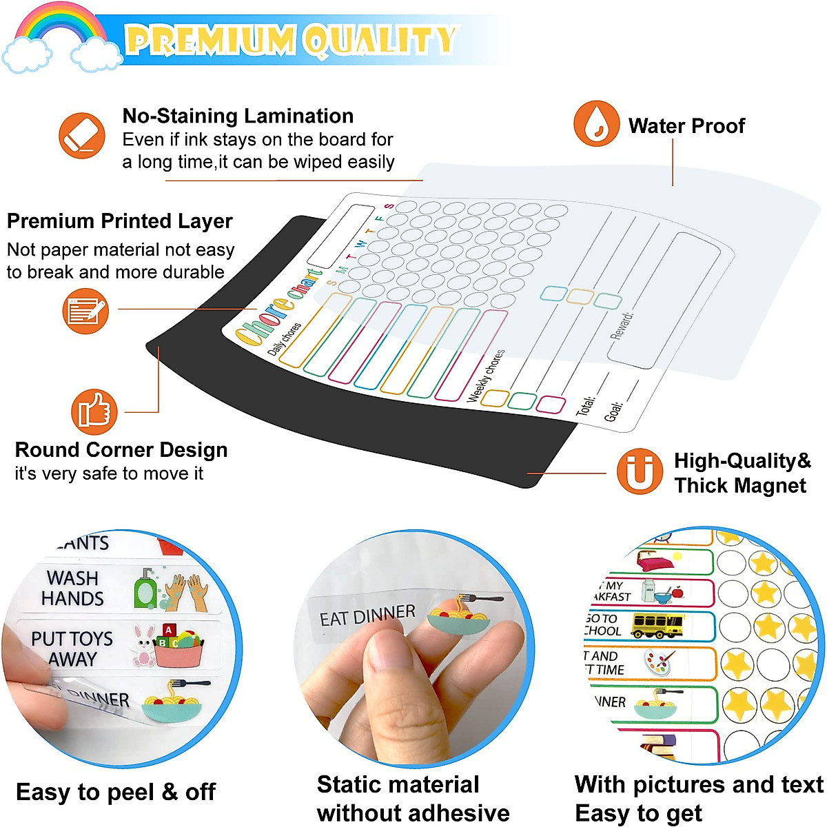 3Pcs Magnetic Chore Chart for Multiple Kids & Adults,Reward Chart Good Behavior Chart for Kids,Dry Erase Responsibility Charts for Toddlers, with Tasks & 6 Markers for Fridge School Home Supplies