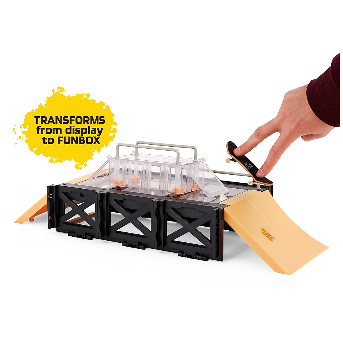 Tech Deck, Play and Display Transforming Ramp Set and Carrying Case with Exclusive Fingerboard, Kids Toy for Ages 6 and up