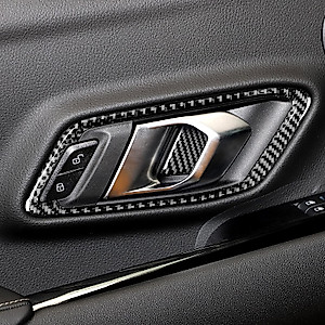 AIRSPEED for Supra Door Handle Panel Cover Carbon Fiber Door Pull Handle Frame Sticker Inner Trim for Toyota Supra GR A90 A91 MK5 2019-2022, Black