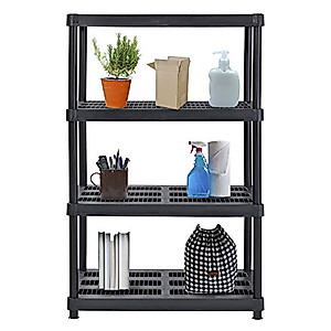 Juggernaut Storage 36" W x 24" D x 56" H 4-Shelf Resin Shelving, 600 lb Capacity Black