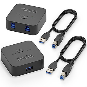 Plugable USB 3.0 Sharing Switch for One-Button Swapping of USB Device or Hub Between Two Computers (AB Switch)
