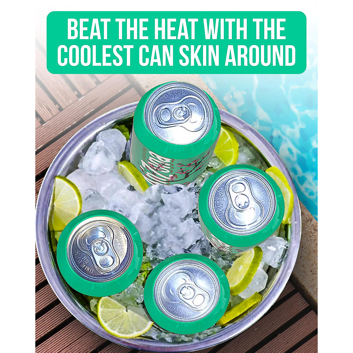 BeerSkin Skywin Silicone Can Sleeve- 3 Pack 24 oz (710ml), Silicone Can Cover, Soda Can Sleeve, Hides Can by Disguising as a Can of Soda (Green Tea)