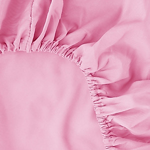 Ghooss Pink Bed Sheet Set with Deep Pocket,Super Soft Microfiber Bedding-Breathable,Warm,Wrinkle,Fade Free,4 Piece Bedding Sheet Sets(Queen,Pink)