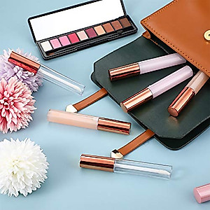 Patelai 40 Pieces Empty Lip Gloss Tubes Containers Clear Lip Balm Bottle with Rubber Stopper and 2 Pieces Funnels for Women DIY Makeup Lip Samples(10 ml,Gold, Rose Gold, Black, Silver)