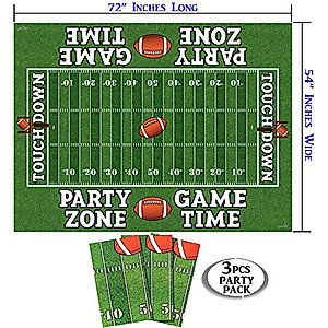AnapoliZ Football Tablecloth Plastic | 3 Pcs Party Pack (54” Inch Wide x 72” inch Long) | Rectangular Game Day Table Cover | Football Party Touchdown Tablecloth | Party Zone, Tailgate Table Cover