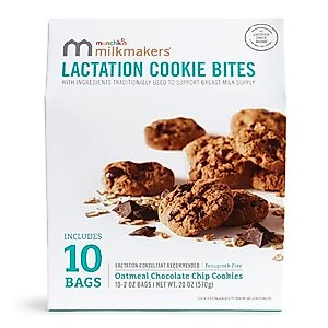 Munchkin Milkmakers Lactation Cookie Bites, Oatmeal Chocolate Chip, 10 Ct