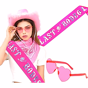 JeVenis 2 PCS Last Rodeo Sash Pink Heart Sunglasses Last Rodeo Bachelorette Party Favors Western Cowgirl Bachelorette Bridal Shower Decoration