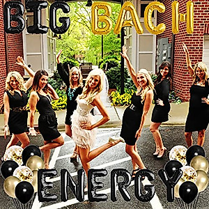 Letromp Big Bach Energy Balloons Gold and Black Boujee Bachelorette Party Banner Bride To Be/Bubbly Bar/Bridal Shower/Bach and Boozy/Hen Party/Engagement Themed Bachelorette Party Supplies Decorations