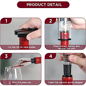 Electric Wine Bottle Opener, Lecone 8-in-1 Electric Wine Opener with Charging Base, Aerator & Pourer, Foil Cutter, 2 Vacuum Stoppers, Coaster & Ice Cubes, Stainless Steel Wine Opener Electric Gift Set