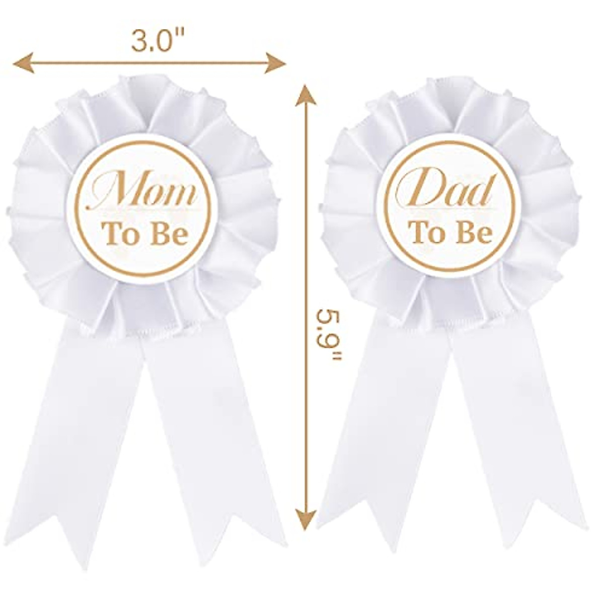 VeryMerryMakering Baby Shower Decoration for Mom To Be and Dad To Be, White Flowers style Tiara + White & Blue Sash + White & Blue Dad to be pin, Maternity Gift for Her and Him