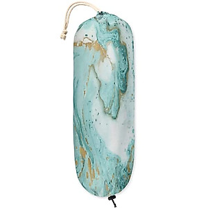 Turquoise Marble Texture Plastic Bag Holder, Teal Art Marble Grocery Bag Storage Holder Garbage Shopping Bag Trash Bags Organizer for Kitchen Home
