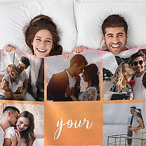 Personalized Blanket with Text & Picture Customized Throw Couples Gifts Custom 10 Photos Blankets for Adult Family Wife Husband Valentines Day Wedding Gift