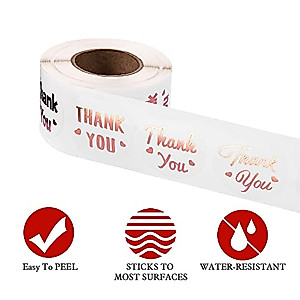 lollipro Thank You Stickers for Business 4 Design Round Roll 1.5 Inch, Gilding Bronze Gold Stickers Water Resistant Packaging Labels, 500 Pcs in Box-Packed
