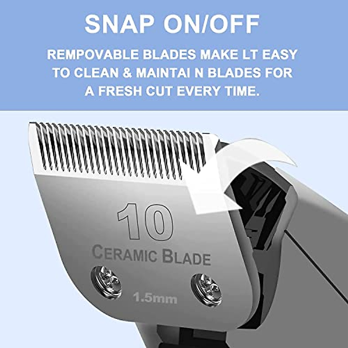 2PC 10 Blade Dog Grooming Clipper Replacement Blades Compatible with Andis Dog Clippers,Detachable Ceramic Blade & Stainless Steel Blade,Size-10, 1/16-Inch Cut Length (64315)
