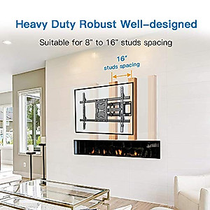 EVERVIEW Full Motion TV Wall Mount Bracket fits for Most 37-75 inch LED,LCD,OLED Flat Curved TVs,Dual Articulating Arms Swivels Tilts Rotation, VESA 600X400mm,132lbs,Fits 12/16" Wood Stud