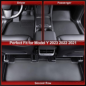 ROADGIVE 6PCS Tesla Model Y Floor Mats Cargo Liners 2021-2023(5 Seater), Custom Fit TPE All Weather Floor Liners Waterproof Car Interior Accessories